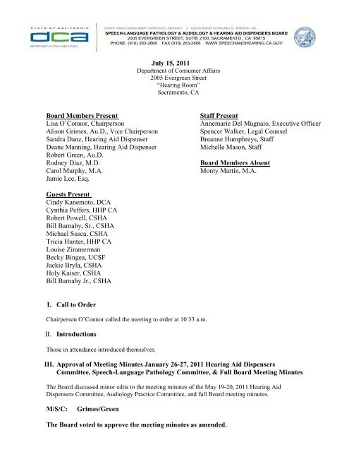 Full Board Meeting Minutes - Speech-Language Pathology and ...