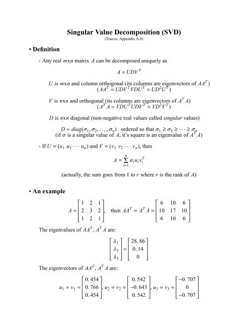 Singular Value Decomposition Svd