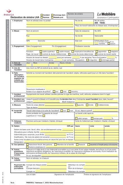 DÉCLARATION DE SINISTRE