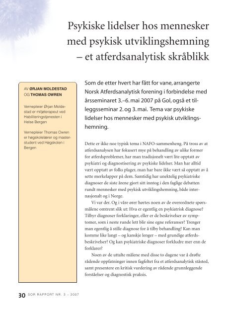 Psykiske lidelser hos mennesker med psykisk utviklingshemning ...