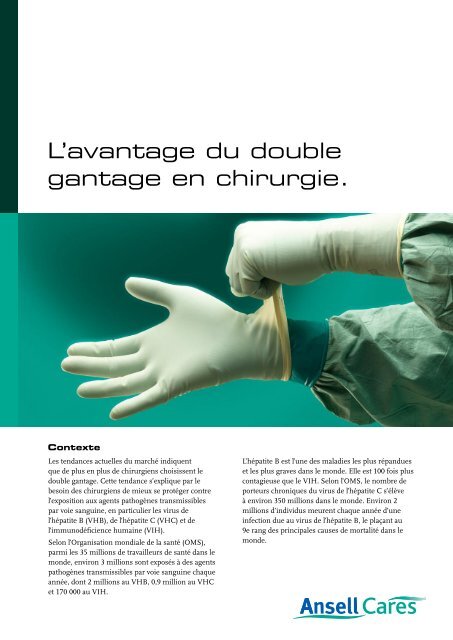 L'avantage du double gantage en chirurgie. - Ansell Healthcare ...