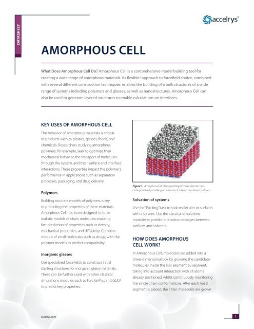 Datasheet: Amorphous Cell - Accelrys