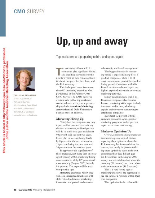 up, up and away - The Ford Library at the Fuqua School of Business ...