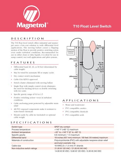 44-121 T10 Float Level Switch - Magnetrol International