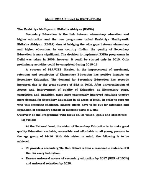 RMSA - Directorate of Education