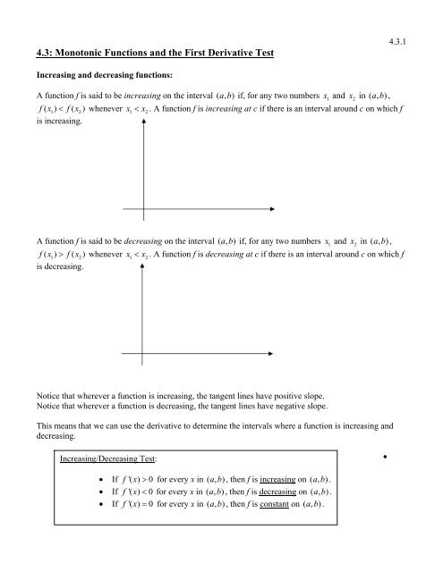 4 3 Monotonic Functions And The First Derivative Test