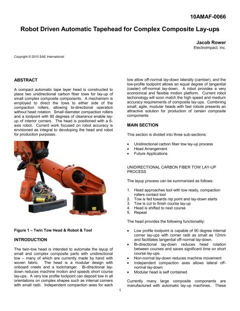 Robot Driven Automatic Tapehead for Complex Composite Lay-ups