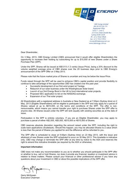 Share Purchase Plan - Offer Document