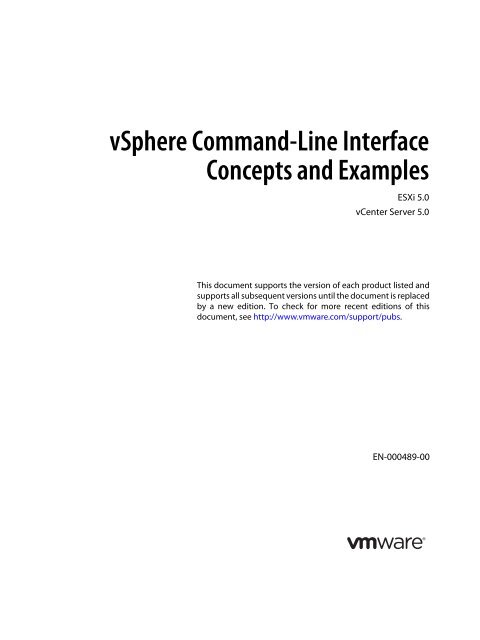 vSphere Command-Line Interface Concepts and Examples
