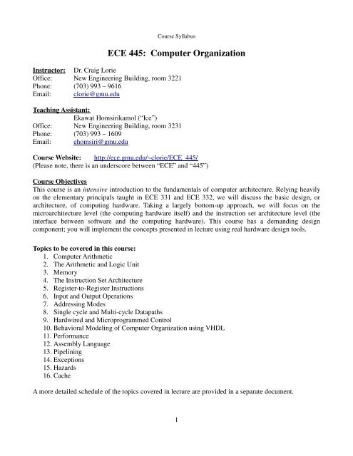 ECE 445 Computer Organization