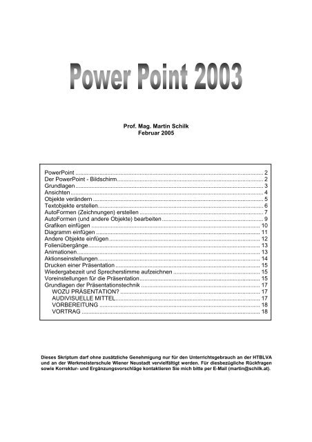 Power Point 2003 - Mag. Martin Schilk