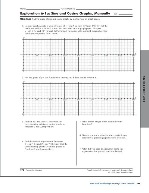 Exploration 6-1a: Sine and Cosine Graphs, Manually Date: