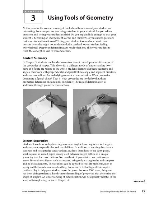 Using Tools of Geometry