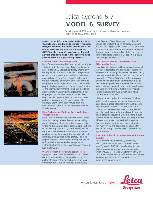 Leica Cyclone 5.7 MODEL & SURVEY