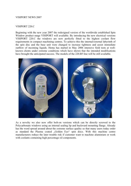 VISIPORT NEWS 2007 VISIPORT 220.C Beginning with the new ...