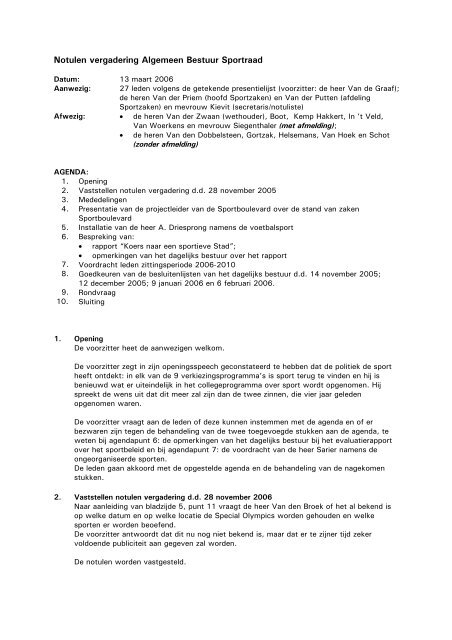 Notulen vergadering Algemeen Bestuur Sportraad - Gemeente ...