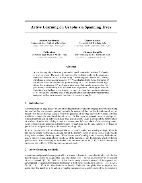 Active Learning on Graphs via Spanning Trees - SNAP