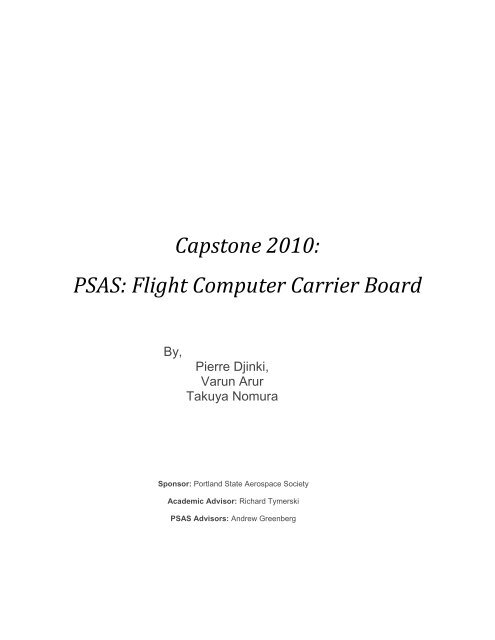 Flight Computer Carrier Board Capstone - Portland State Aerospace ...