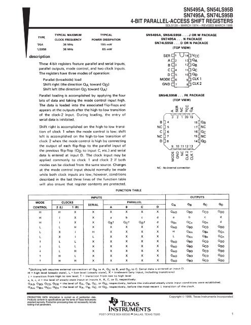 4-Bit Parallel-Access Shift Registers 4-Bit Parallel-Access Shift ...
