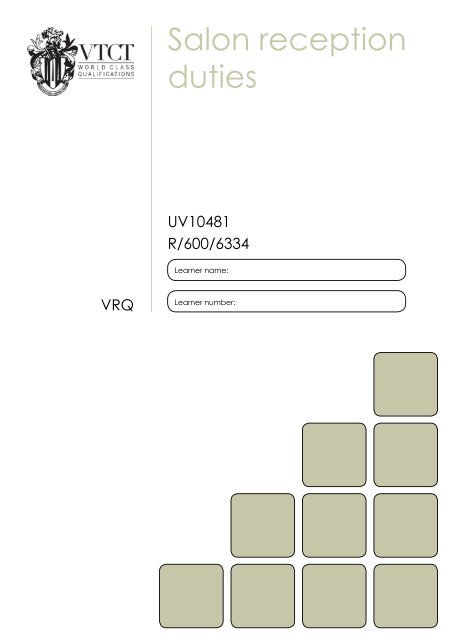 Salon reception duties - VTCT