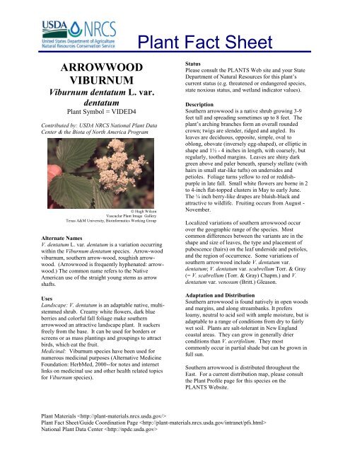 Fact Sheet - USDA PLANTS Database - US Department of Agriculture