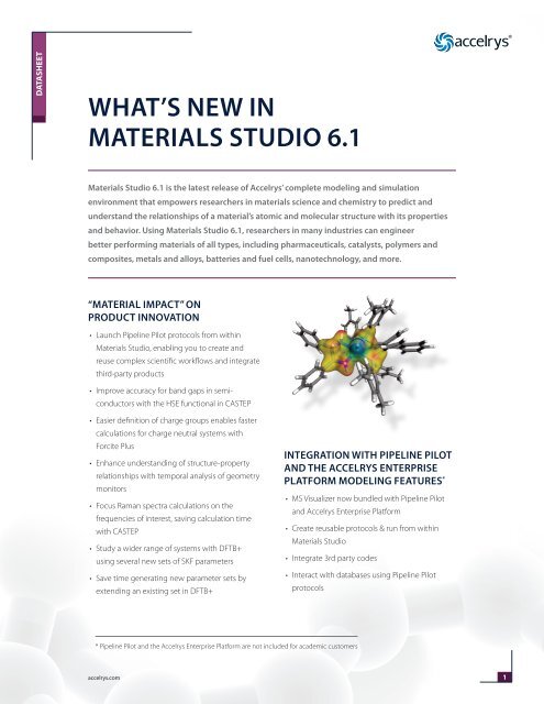 what's new in Materials studio 6.1 - Accelrys