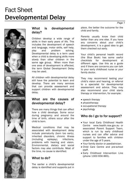 Fact Sheet Developmental Delay - Kids Health @ CHW