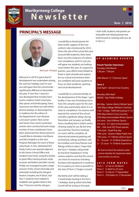 Newsletter 1 - Maribyrnong Sports Academy @ Maribyrnong College