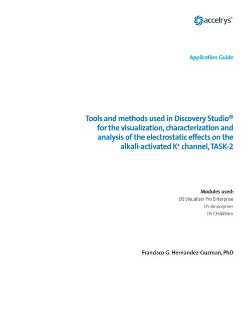 Tools and methods used in Discovery Studio® for the ... - Accelrys