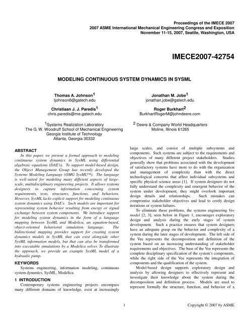 Modeling Continuous System Dynamics In Sysml The Systems