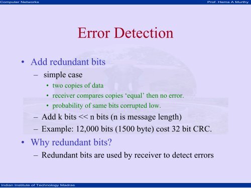 Error Detection - nptel - Indian Institute of Technology Madras