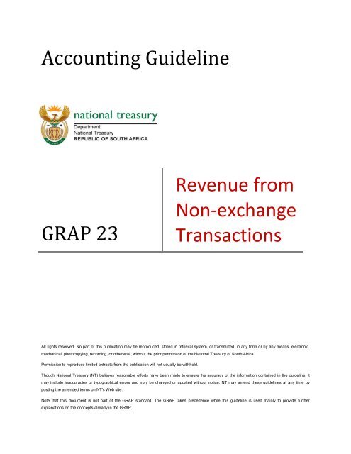 Accounting Guideline GRAP 23 Revenue from Non-exchange ...
