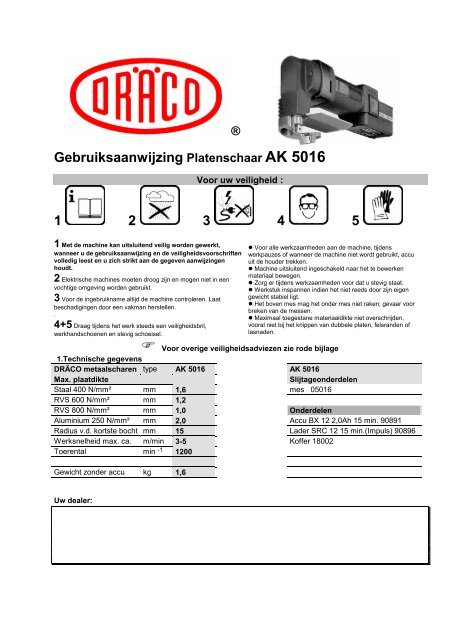 Gebruiksaanwijzing - Draco Tools