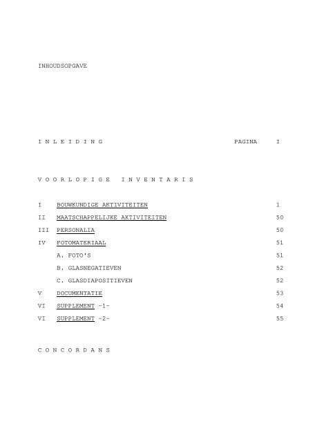 inhoudsopgave inleiding pagina ivoorlopigeinventaris i ...