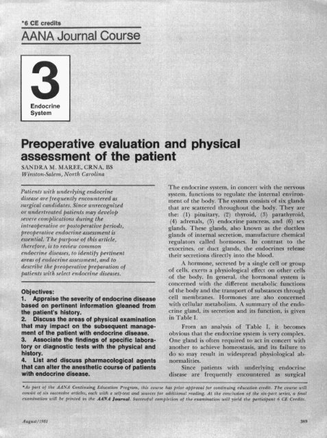 AANA Journal Course - American Association of Nurse Anesthetists