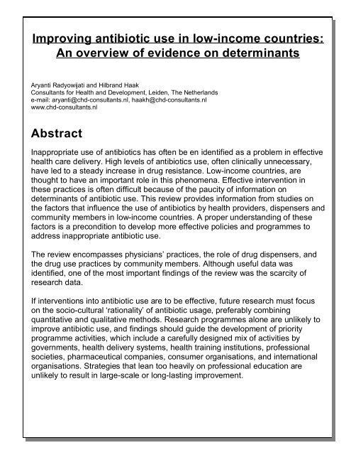 Improving antibiotic use in low-income countries - World Health ...