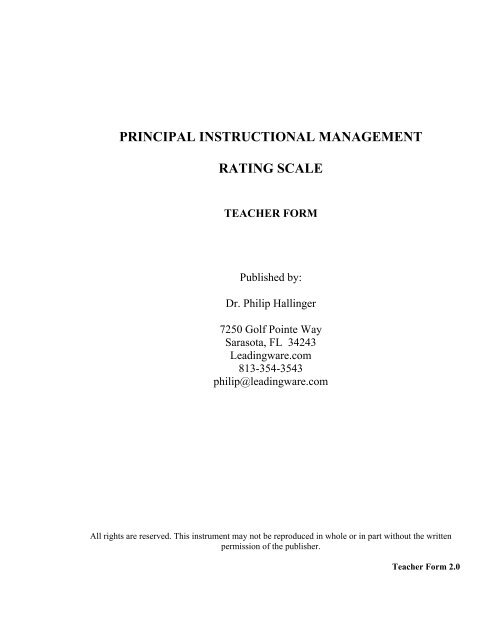 PRINCIPAL INSTRUCTIONAL MANAGEMENT RATING SCALE - Alex