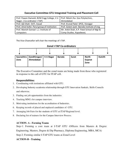 Executive Committee GTU Integrated Training and Placement Cell ...