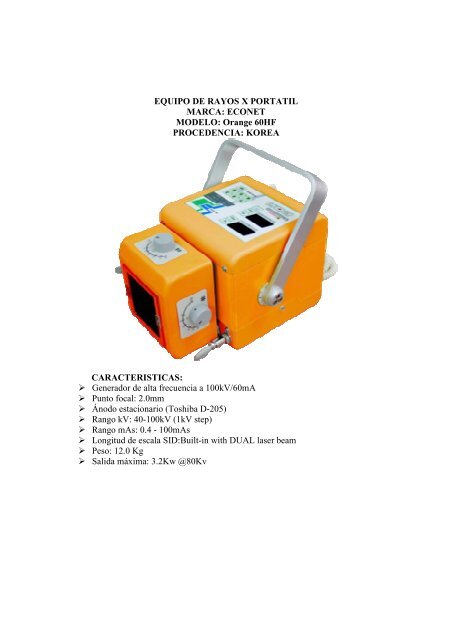 MODELO: Orange 60HF - medicomercio