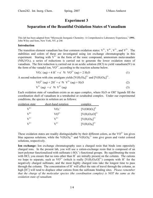 Vanadium's Oxidation States