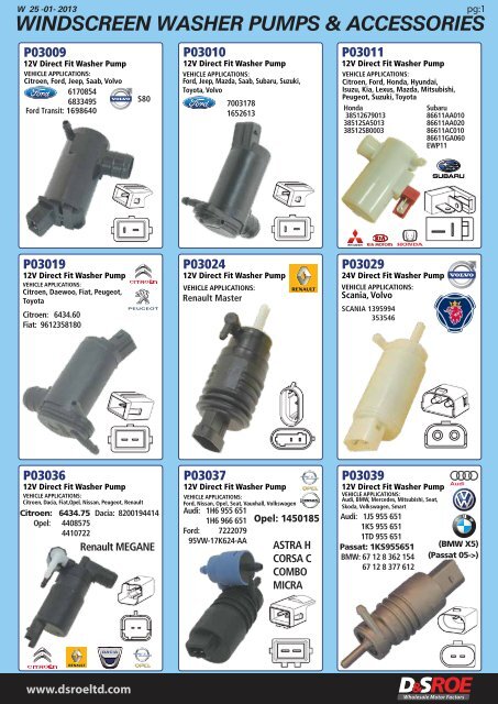 Windscreen Washer Pumps W - D&S ROE LTD