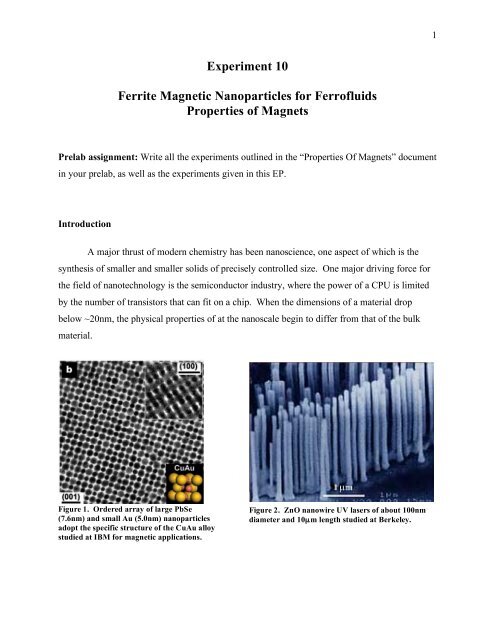 Experiment 10 Ferrite Magnetic Nanoparticles for Ferrofluids ...