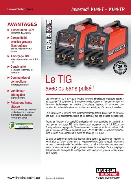 Lincoln Electric Invertec V160 T Users Manual TIG Welders, 52% OFF