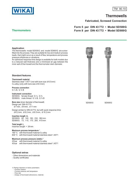 Thermowells - WIKA Alexander Wiegand SE & Co. KG