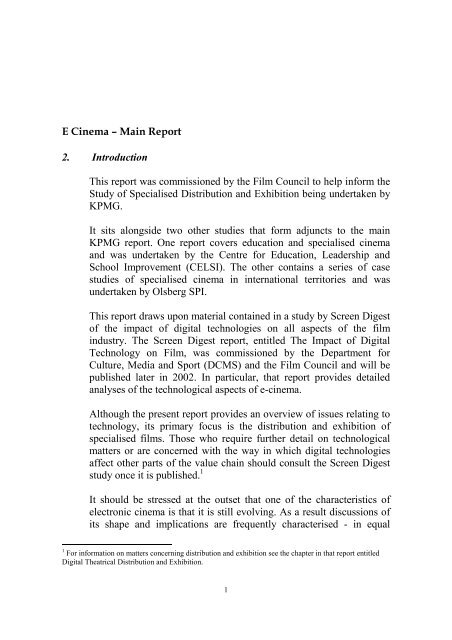 E Cinema – Main Report 2. Introduction This report was ... - BFI