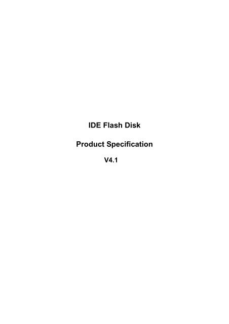 IDE Flash Disk Product Specification - Comix.com.tw