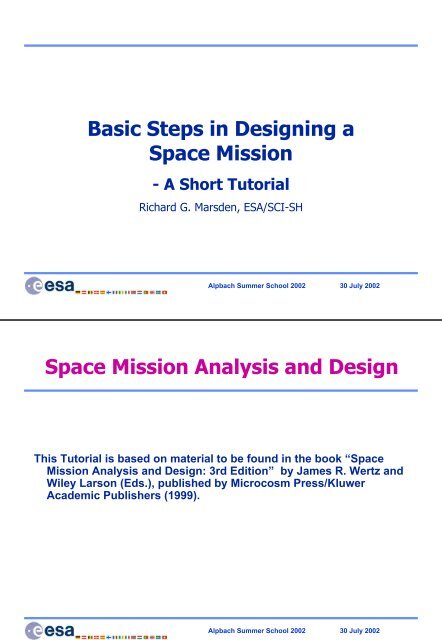 Basic Steps In Designing A Space Mission Swe Spotlight: A Complete