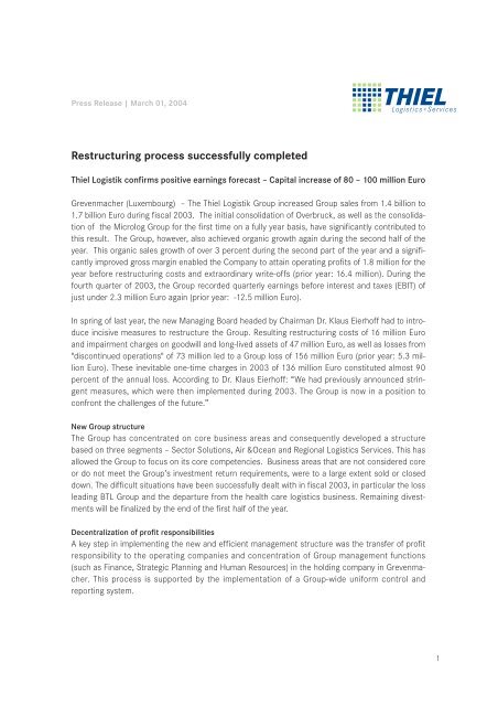 Restructuring process successfully completed