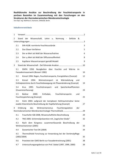 Feuchtetransporte und Strukturen - FEWB eV