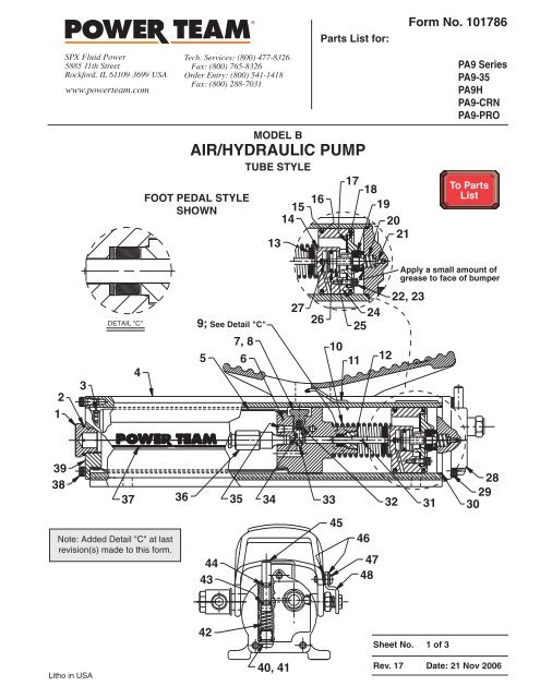 AIR/HYDRAULIC PUMP - Power Team